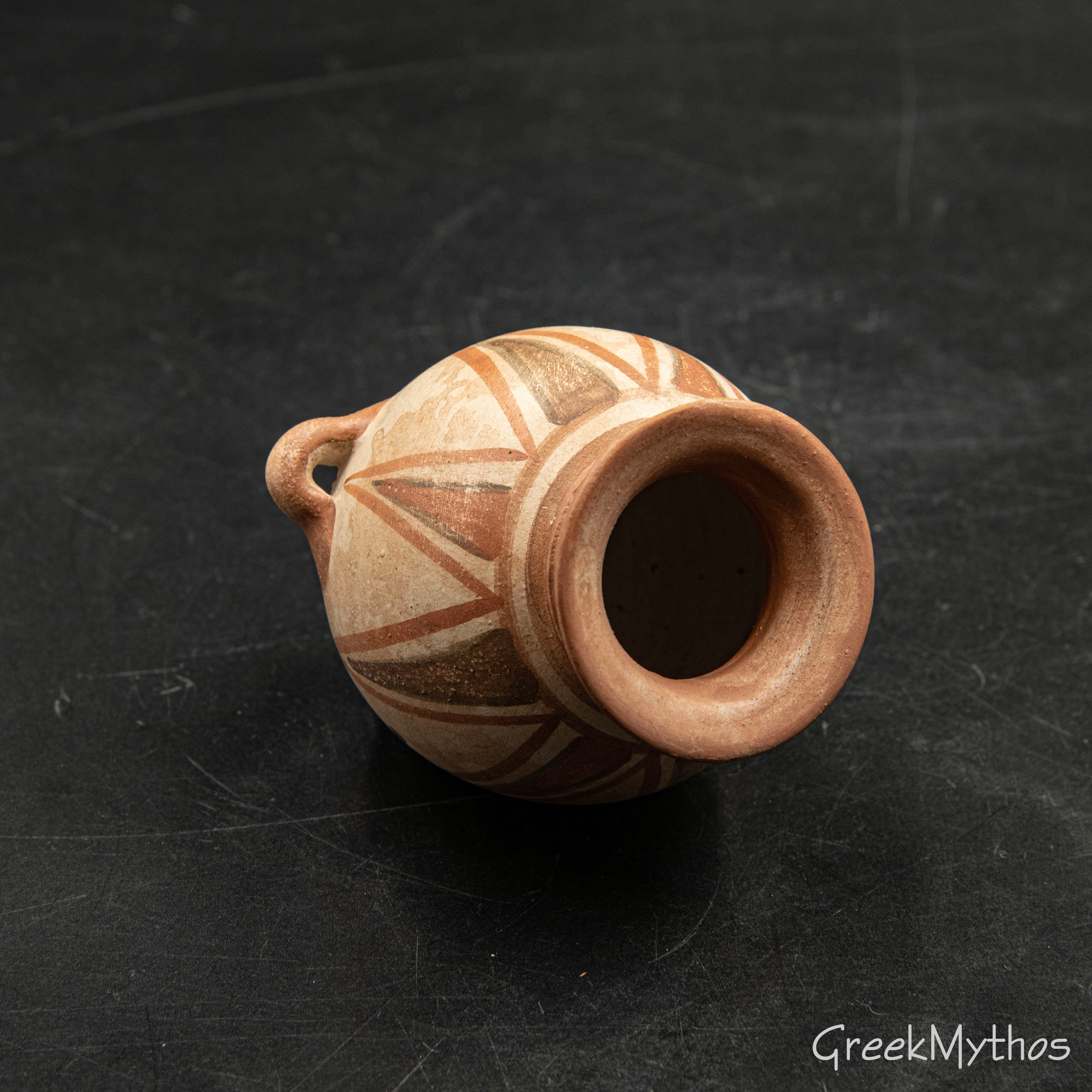 Small Minoan-Mycenae Terracotta Jar, Greek Mini Amphora Two-Handled ...