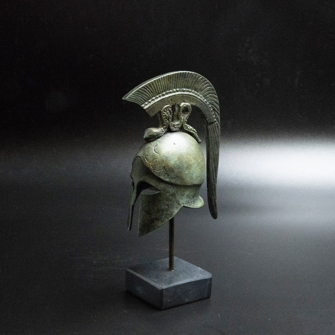 Ancient Greek Spartan Bronze Helmet With Spiraling Serpent Crest ...