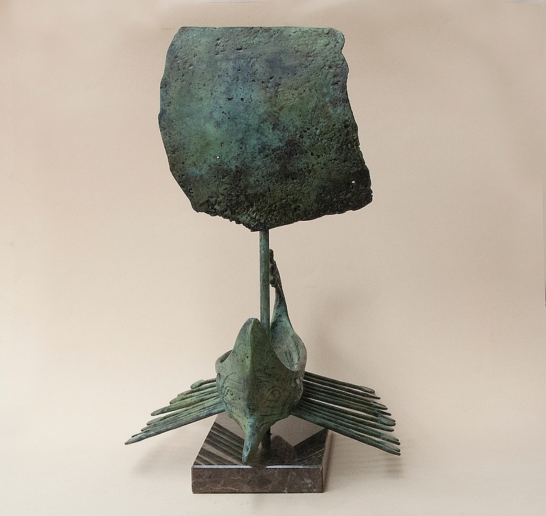Ancient Greek Ship With Oars and Sail, Bronze Warship Sculpture ...