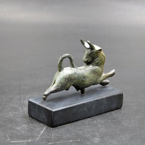 Greek Minoan Bull Small Bronze Sculpture, Bull in Leap Metal Sculpture ...