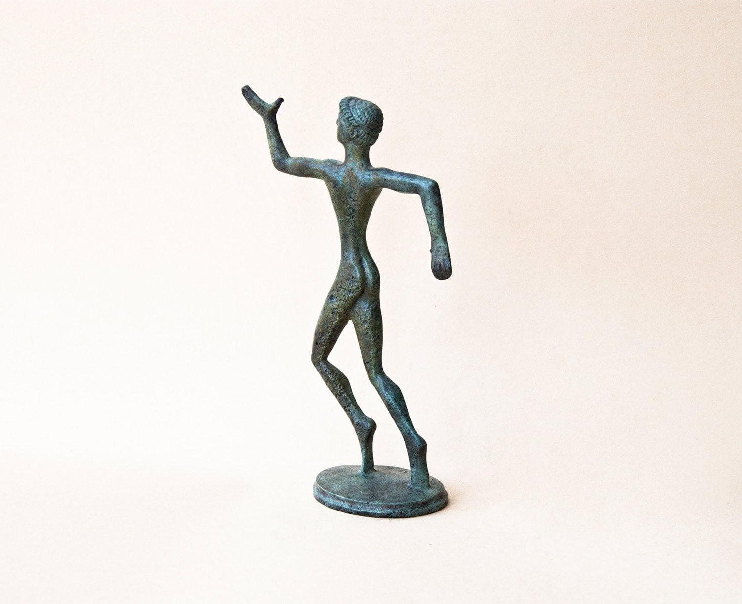 Greek Metal Art Sculpture, Runner Bronze Figurine
