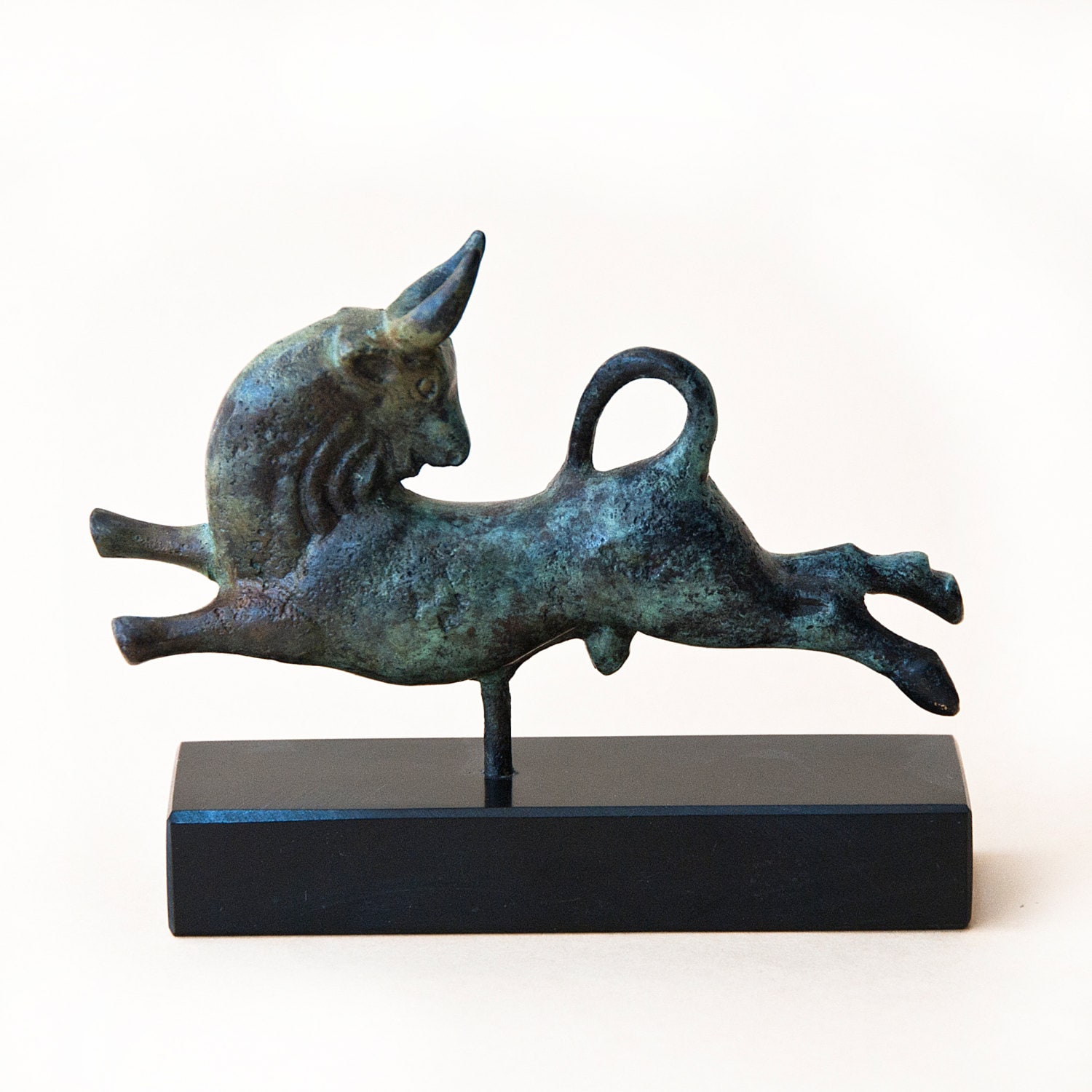 Greek Minoan Bull Bronze Sculpture, Bull in Leap Metal Sculpture, Greek ...