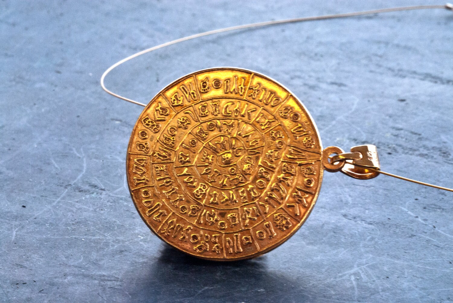 Gold Phaistos Disc Ancient Minoan Crete Necklace
