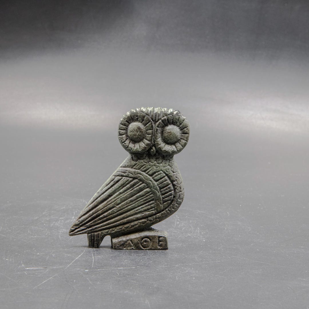 Small Greek Owl Bird of Wisdom Goddess Athena Symbol, Library and Book ...