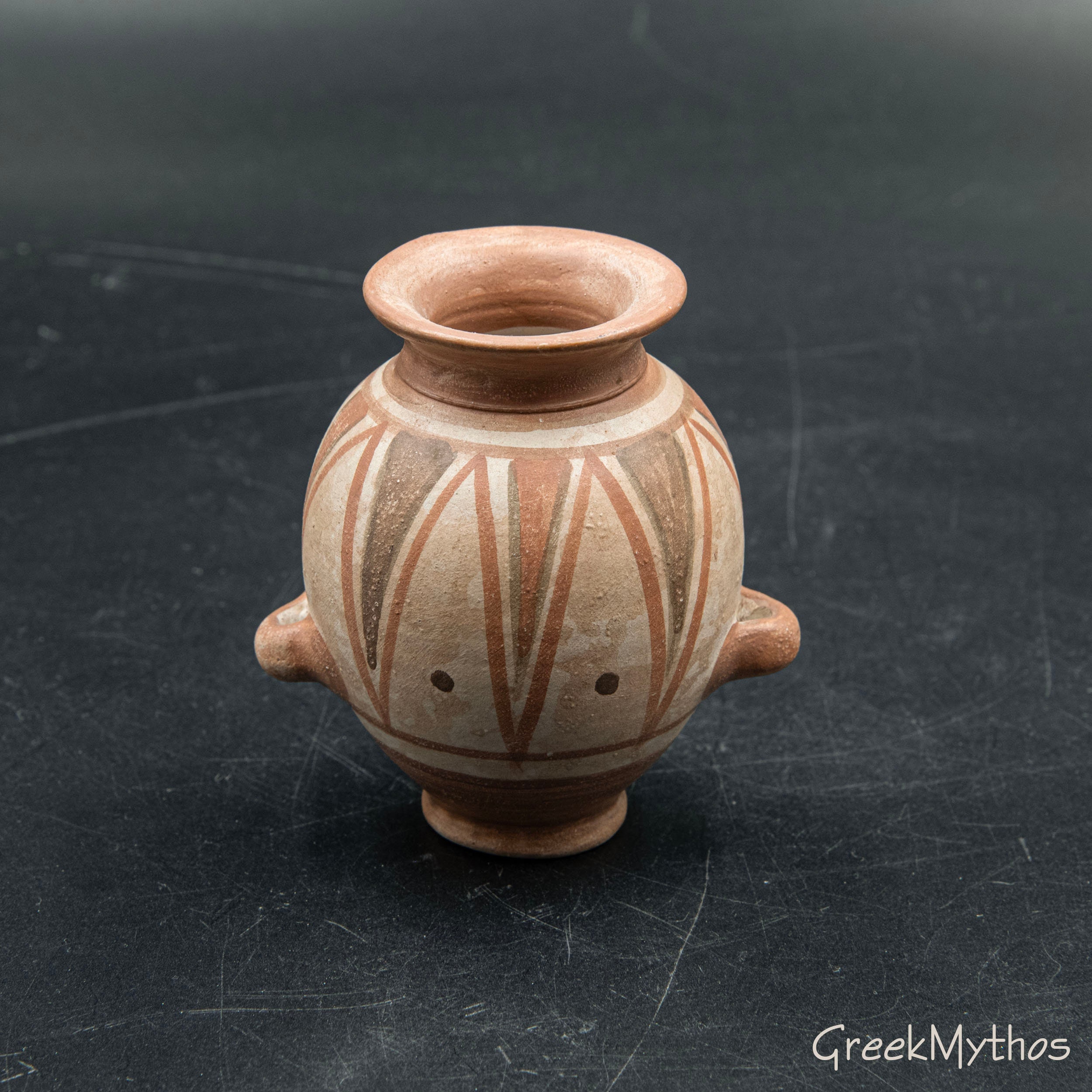 Small Minoan-Mycenae Terracotta Jar, Greek Mini Amphora Two-Handled ...
