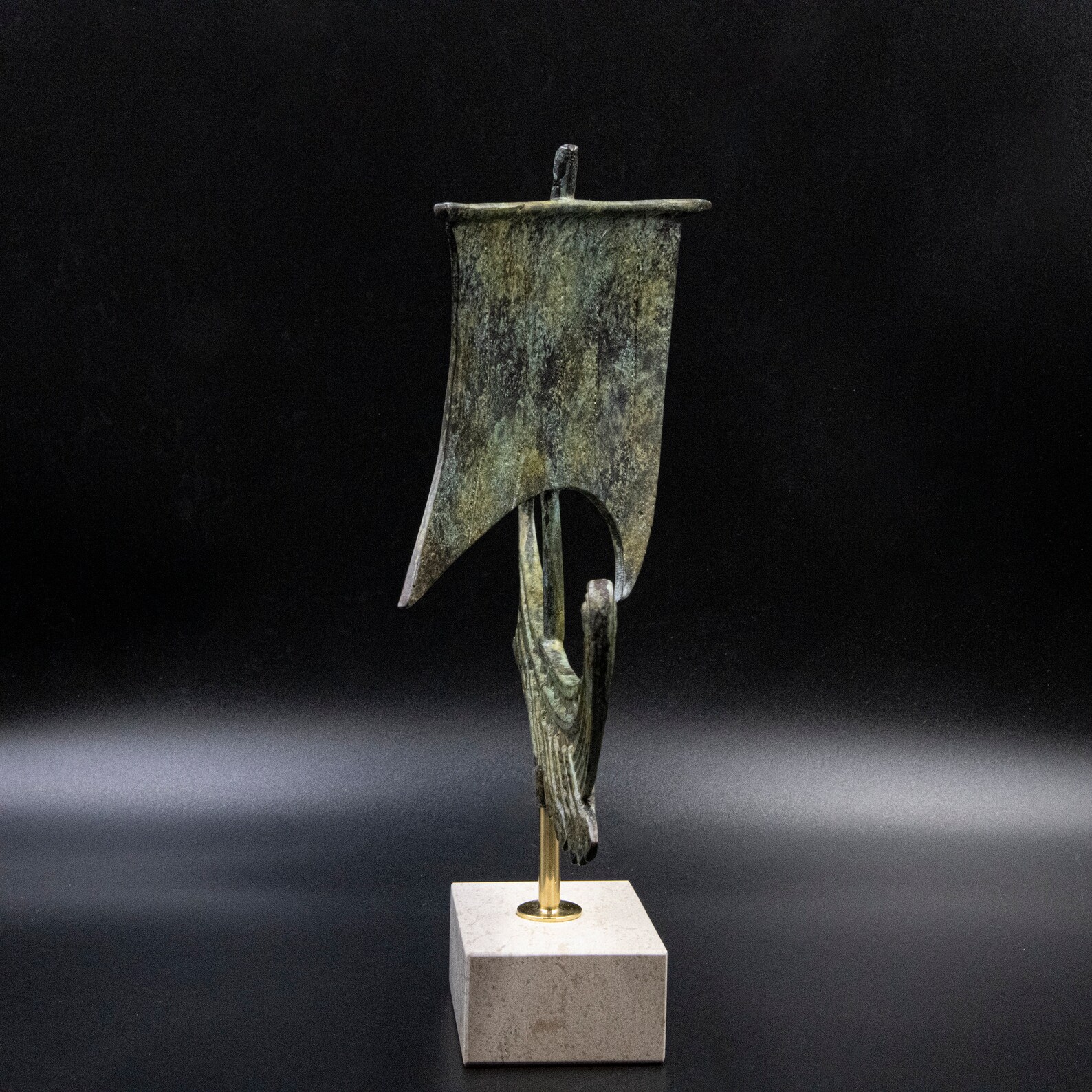 Ancient Greece Bronze Ship With Oars and Sail, Metal Warship Statue ...