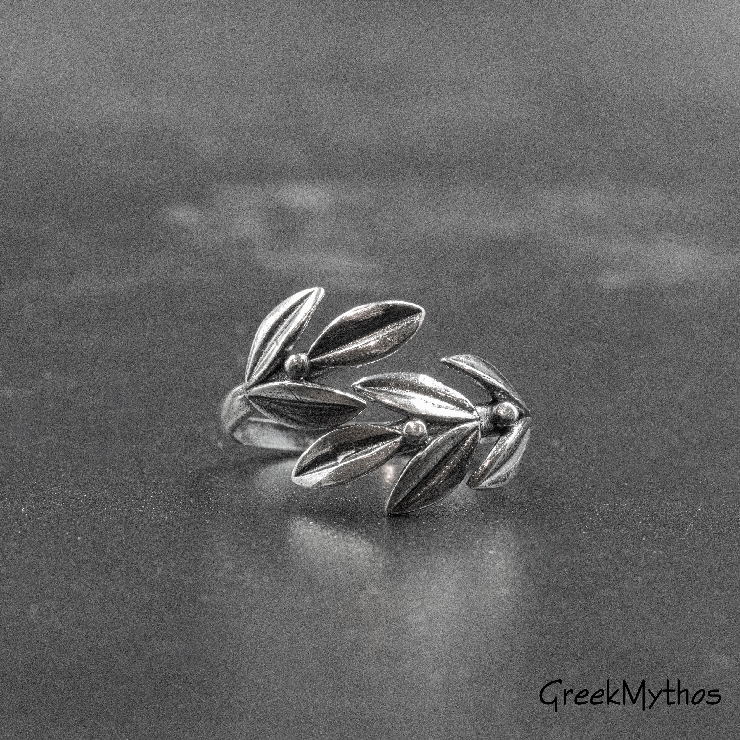 Sterling Silver Olive Leaves Large Ring, Twisted Olive Twig Elegant ...