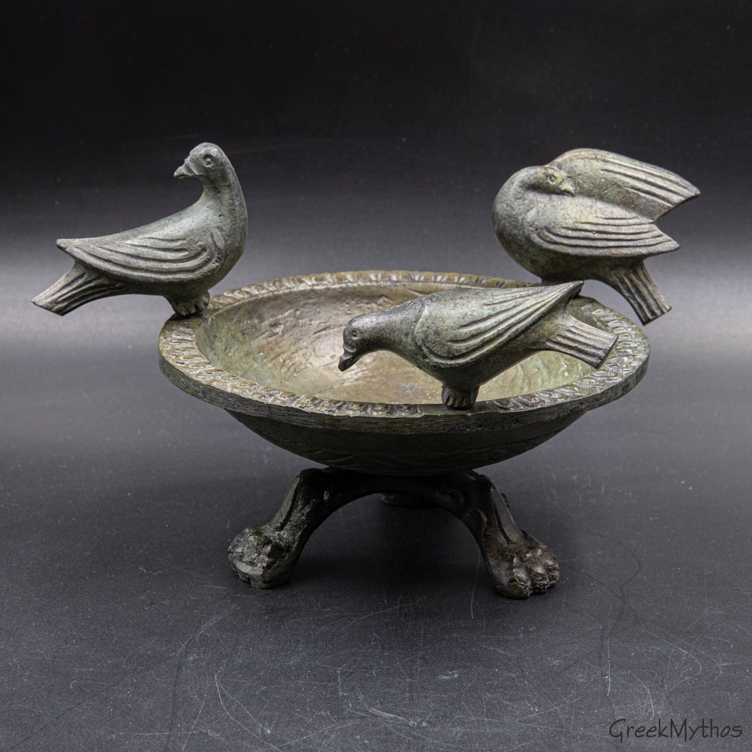 Bronze Bowl With Doves, Ancient Greece Bird Bath Vessel Museum Replica ...
