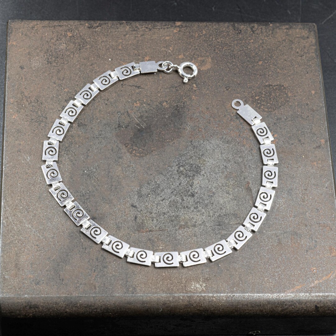 Delicate Sterling Silver Greek Minoan Spiral Link Bracelet, Ancient ...