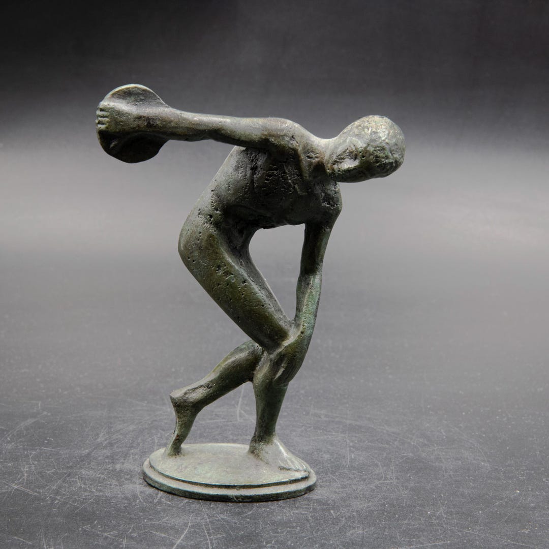 Athlète lanceur de disque Statue grecque en bronze, Jeux olympiques de ...