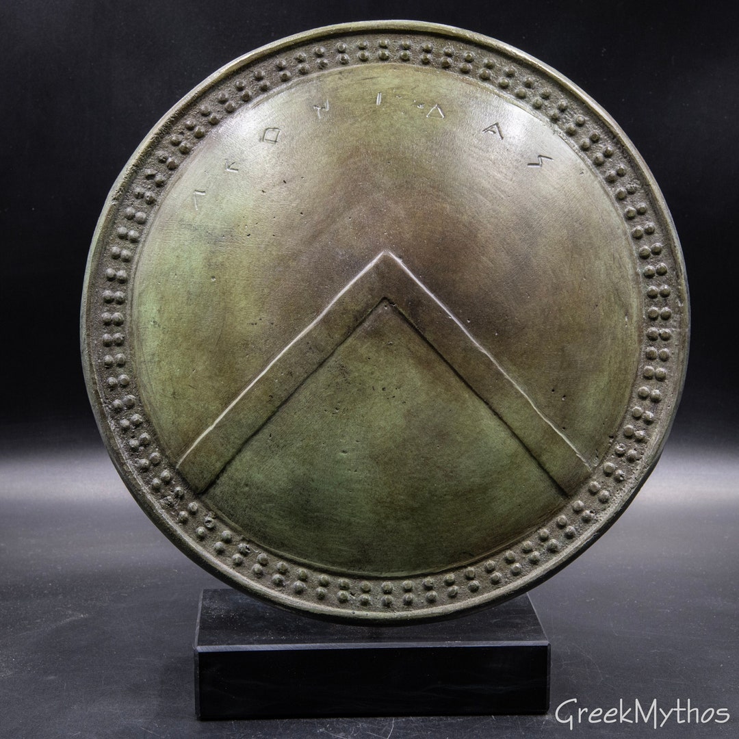 Escudo del rey Leónidas con letra griega L, réplica de escudo de bronce ...