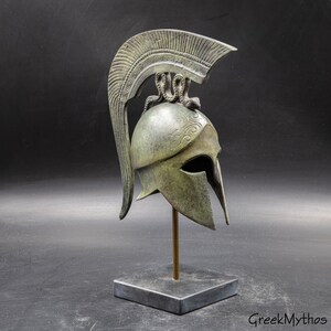 Ancient Greek Bronze Helmet With Spiraling Serpent Crest, Spartan ...