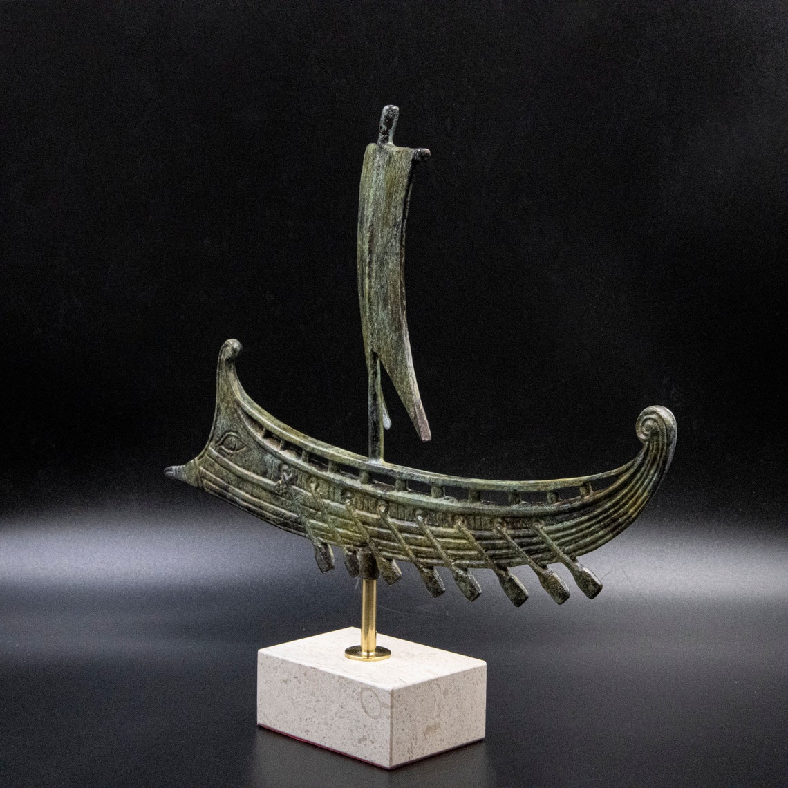 Ancient Greece Bronze Ship With Oars and Sail Metal Warship - Etsy