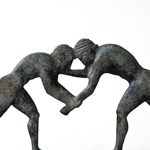 Ancient Greek Wrestling Athletes Bronze Statue, Ancient Greece Olympic ...