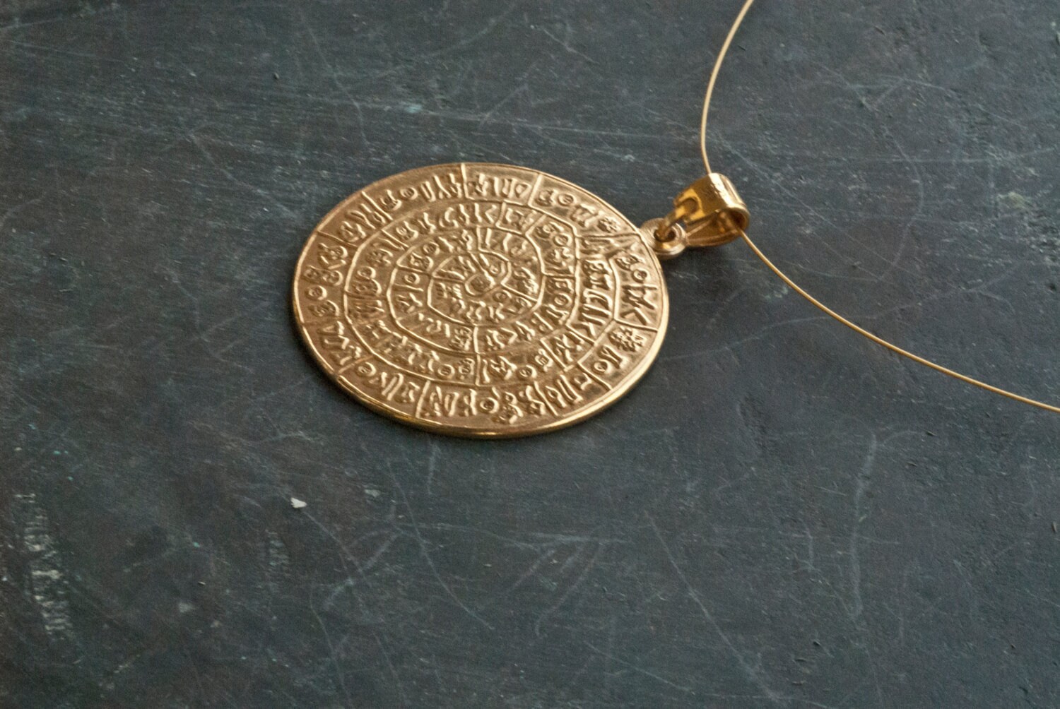 Gold Phaistos Disc Ancient Minoan Crete Necklace
