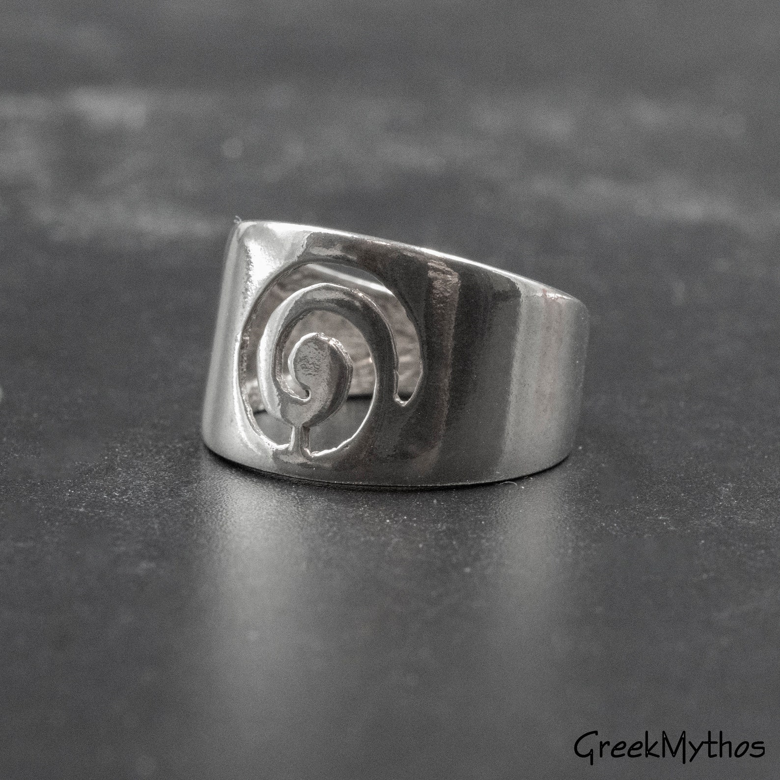 Wide Band Sterling Silver Spiral Ring, Unisex Infinity Symbol Statement ...