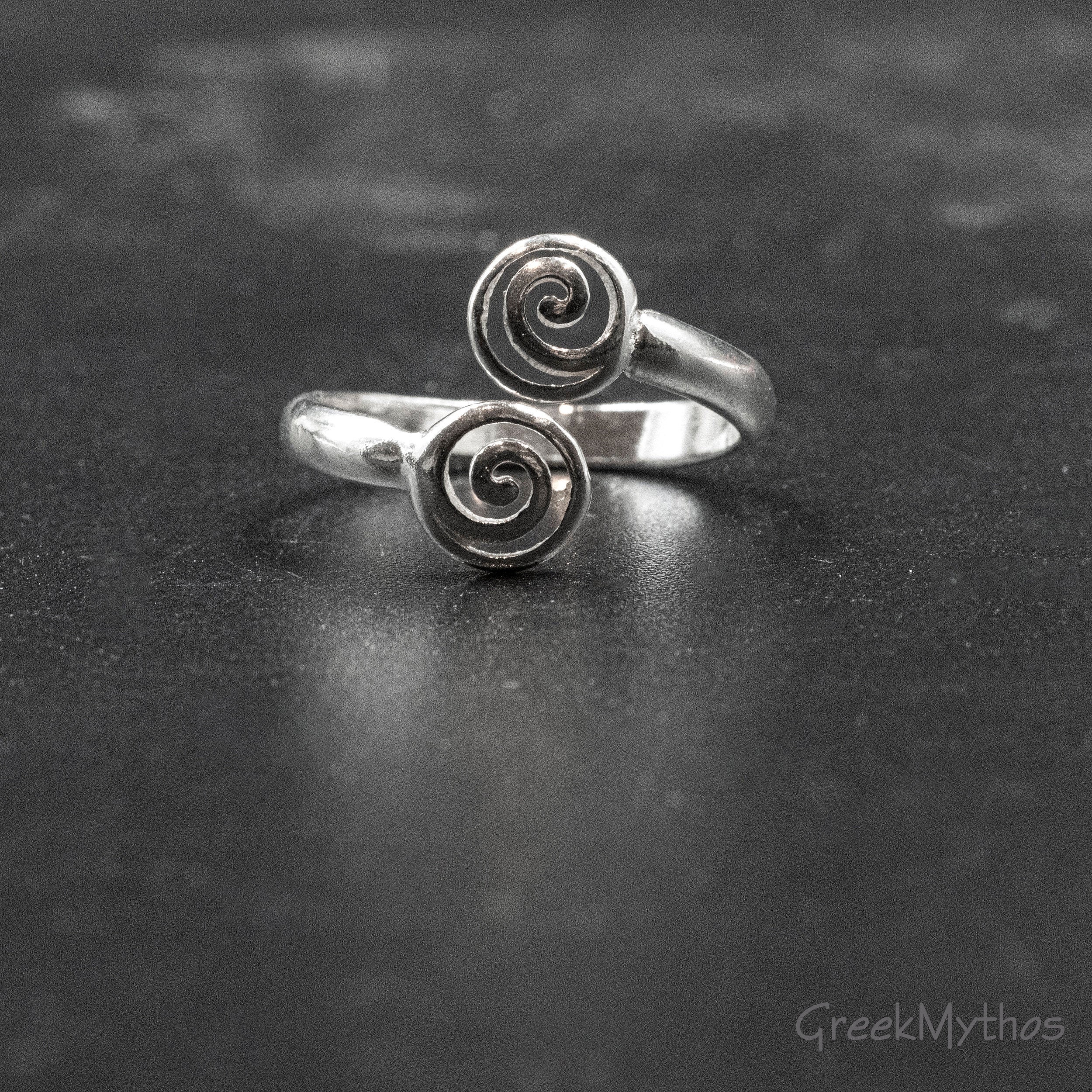 Greek Spiral Sterling Silver Ring, Handmade Twist Grecian Ring, Men ...