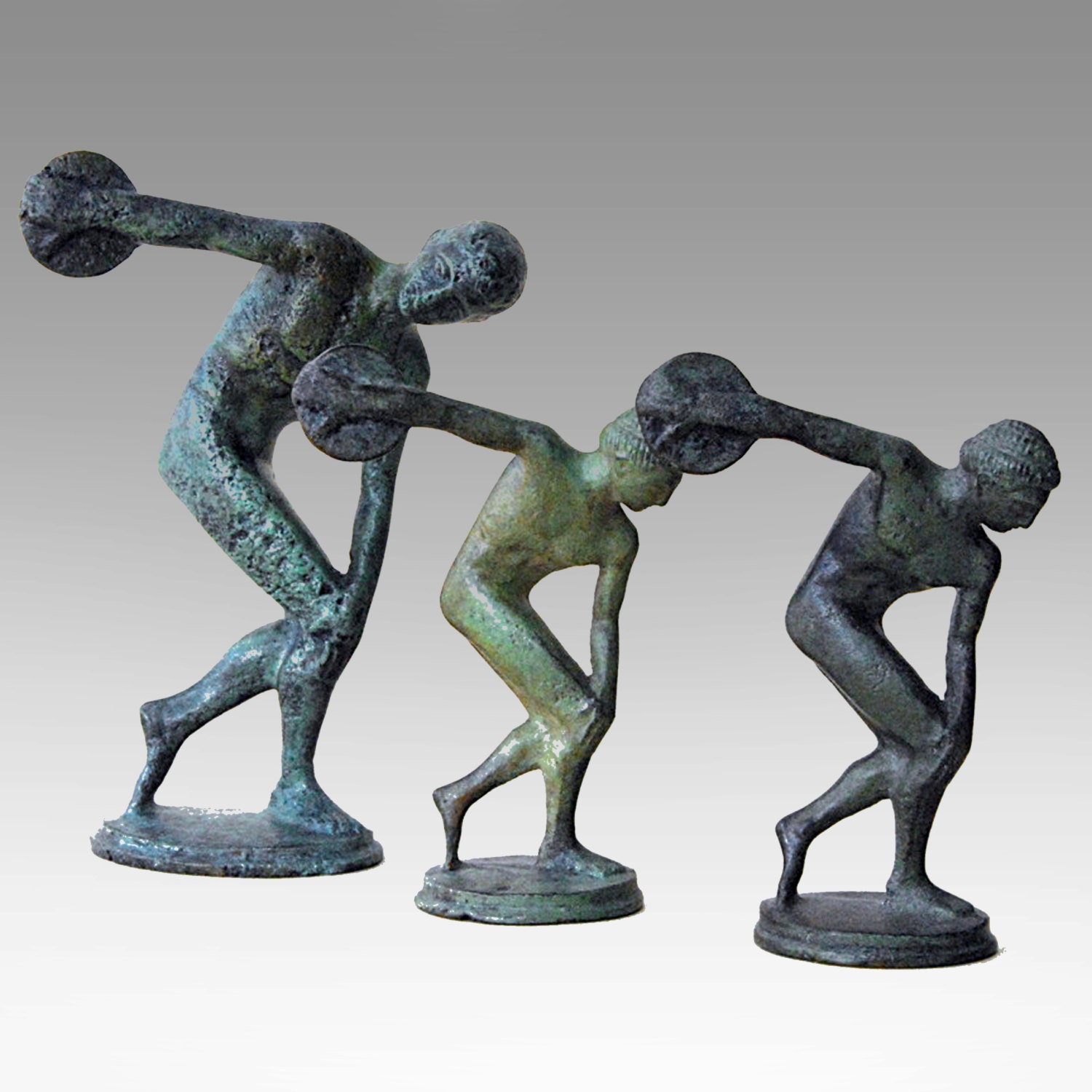 Discus Thrower Athlete Bronze Greek Statue, Ancient Greece Olympic ...