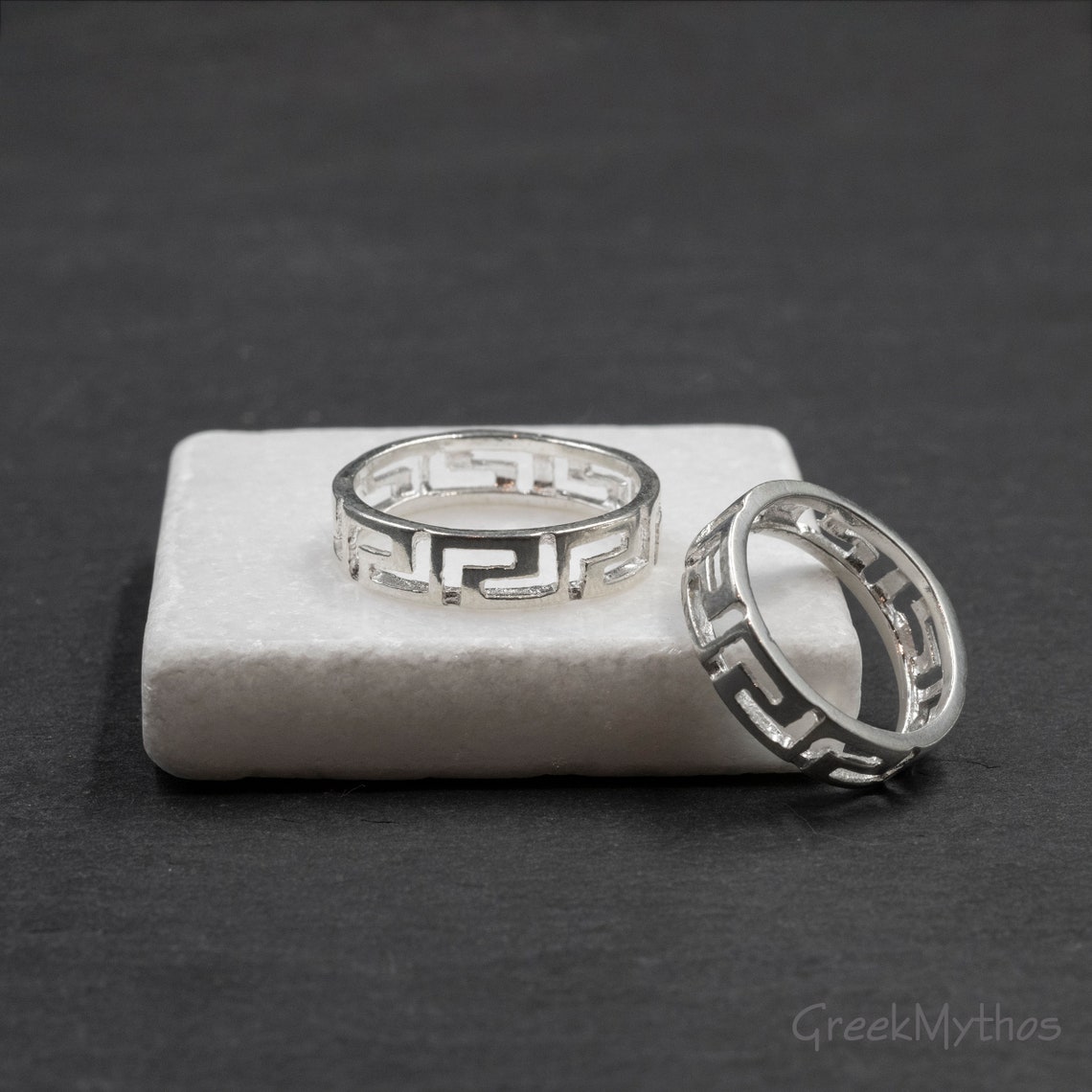 Sterling Silver Greek Key Ring Greek Wedding Band Cut Out - Etsy