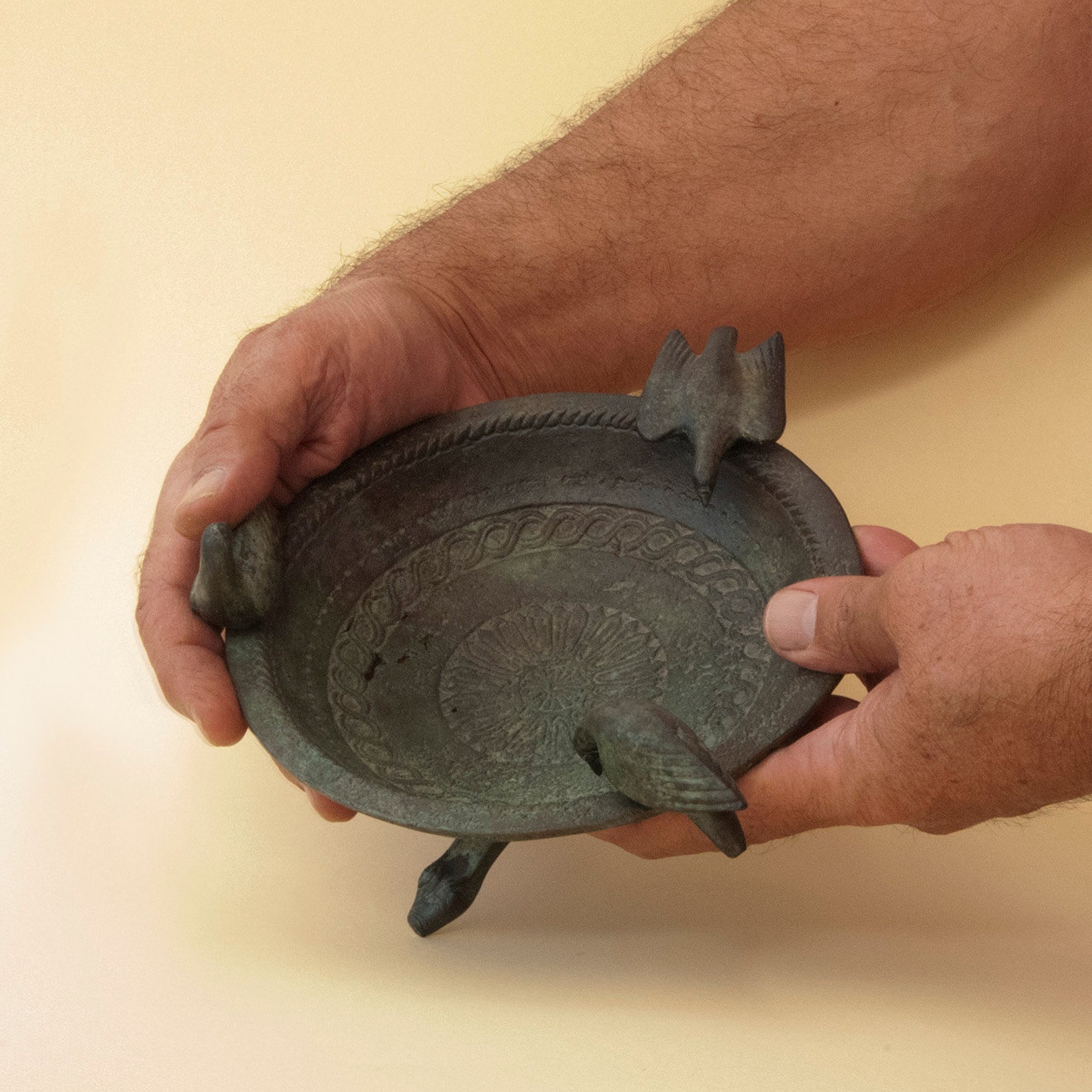 Bronze Bowl With Doves, Ancient Greek Metal Vessel Museum Replica With ...