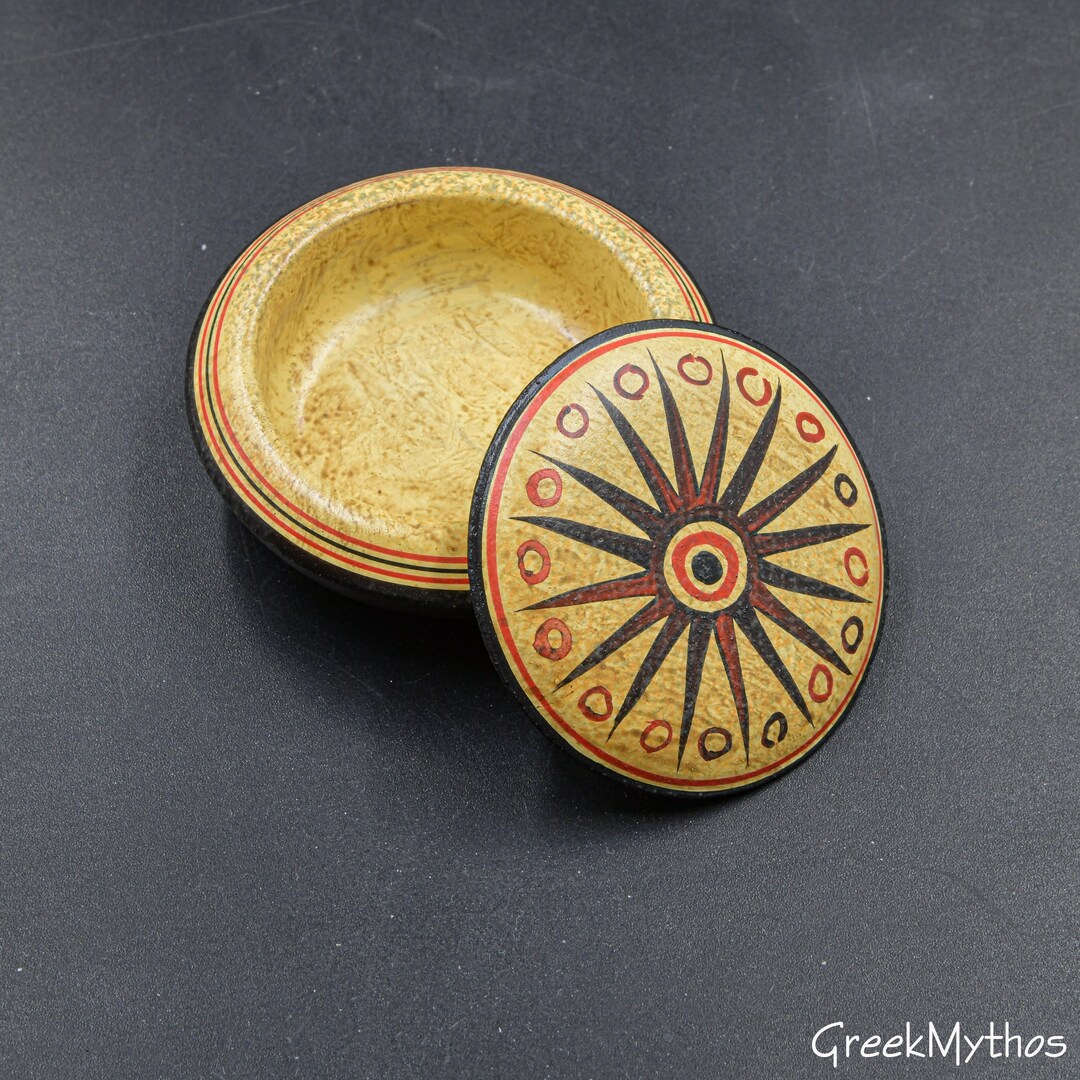 Ancient Greek Ceramic Small Box, Hand-painted Terracotta Pyxis in ...