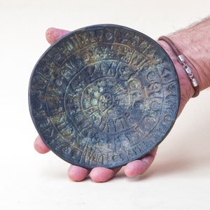 Greek Minoan Phaistos Disc Decorative Bronze Plate for Display, Minoan ...