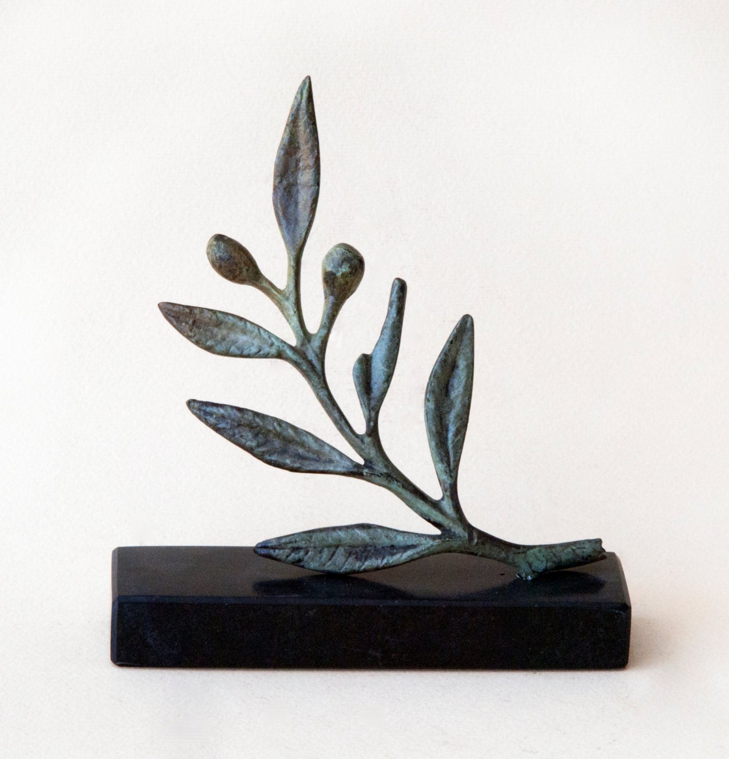Small Olive Branch Bronze Metal Sculpture