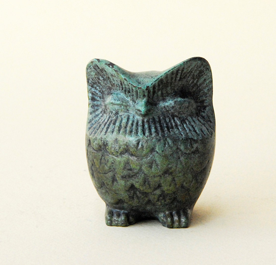 Small Owl Bronze Statue, Greek Goddess Athena Symbol of Wisdom and ...