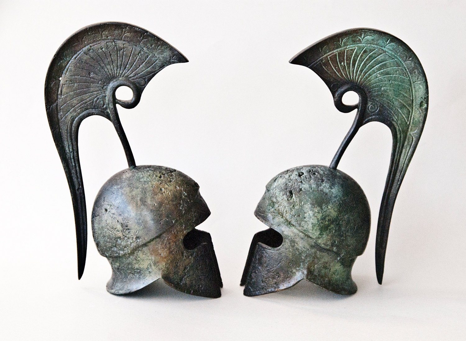 Ancient Greek Bronze Helmet with High Crest, Ancient Athenian Military ...