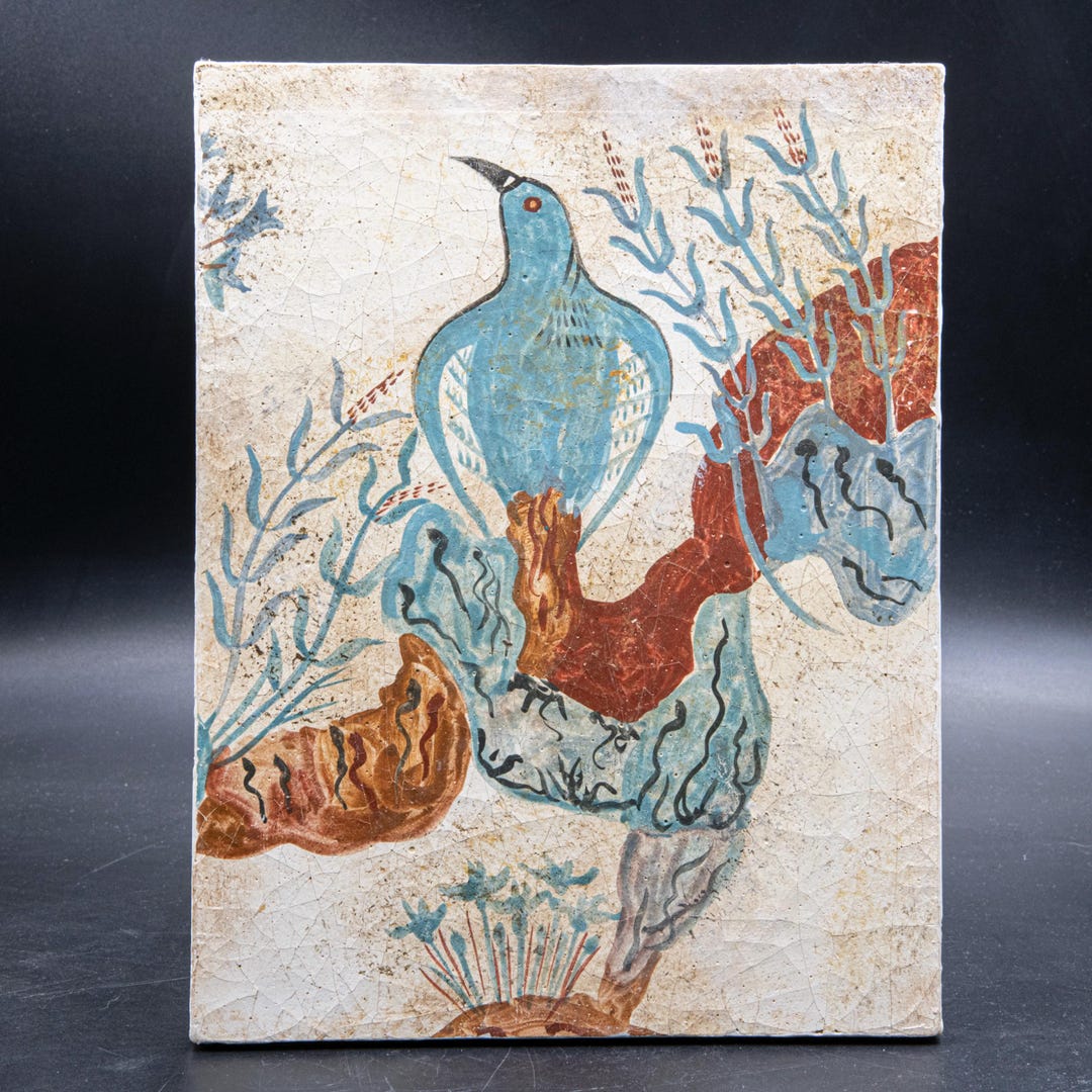 The Blue Bird Fresco, Knossos Palace, Minoan Crete, Greece, Museum ...