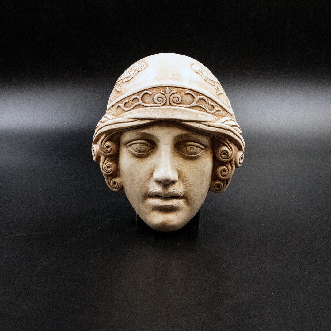 Greek Goddess Athena Mask, Head of Athena With Helmet, Greek Mythology ...