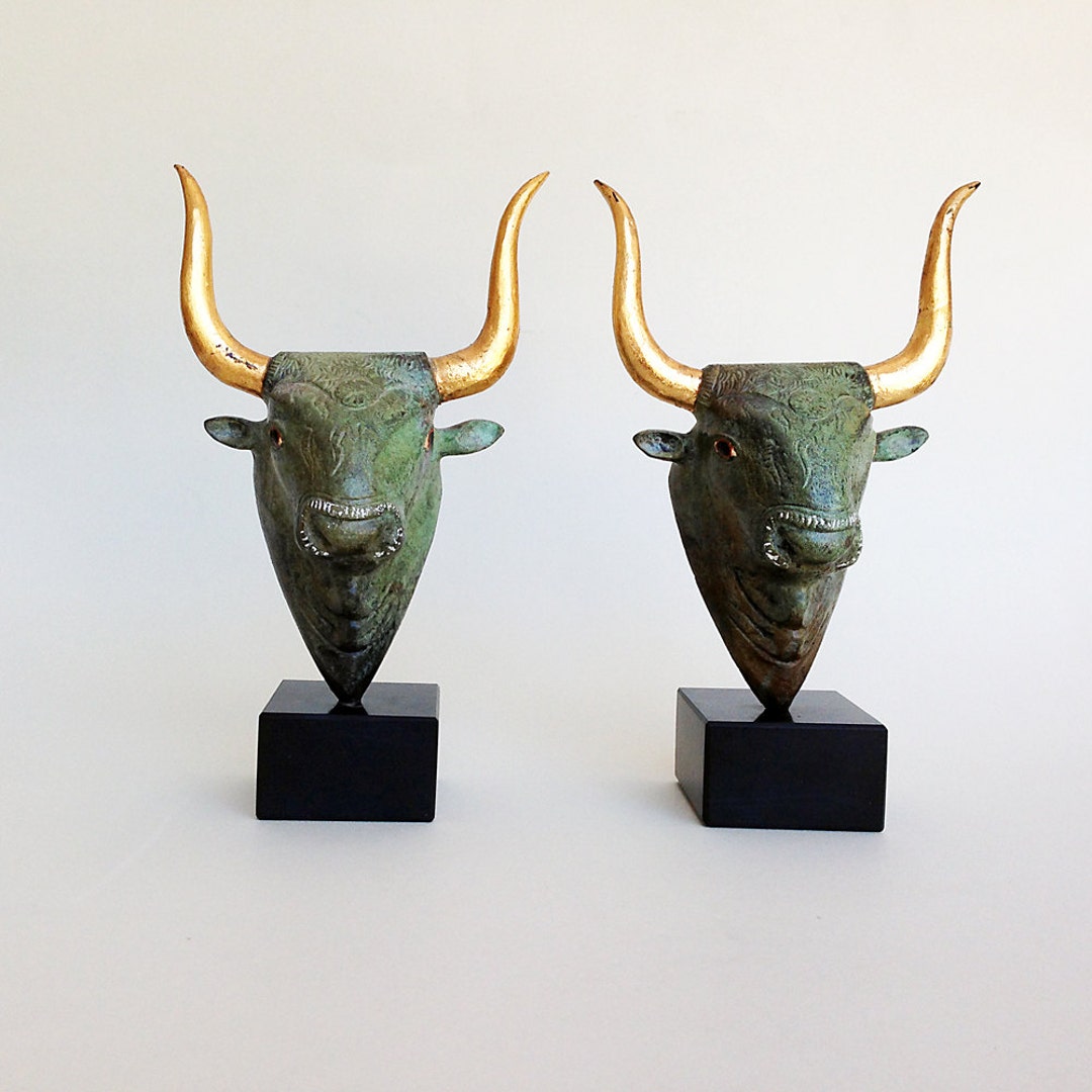 Minoan Bull Head Bronze Statue Greek Mythology Minotaur - Etsy