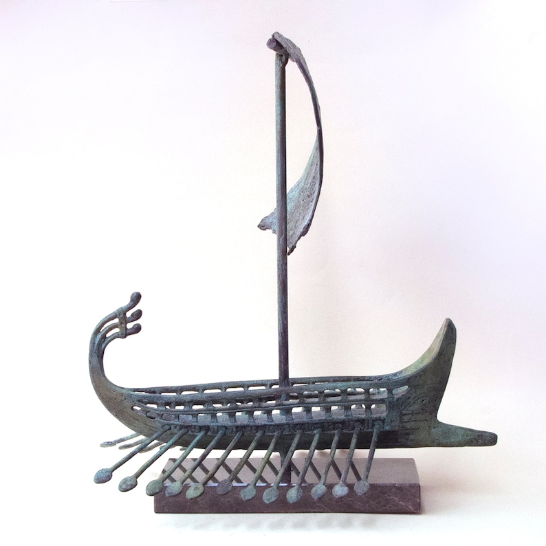 Ancient Greek Ship With Oars and Sail Bronze Warship - Etsy