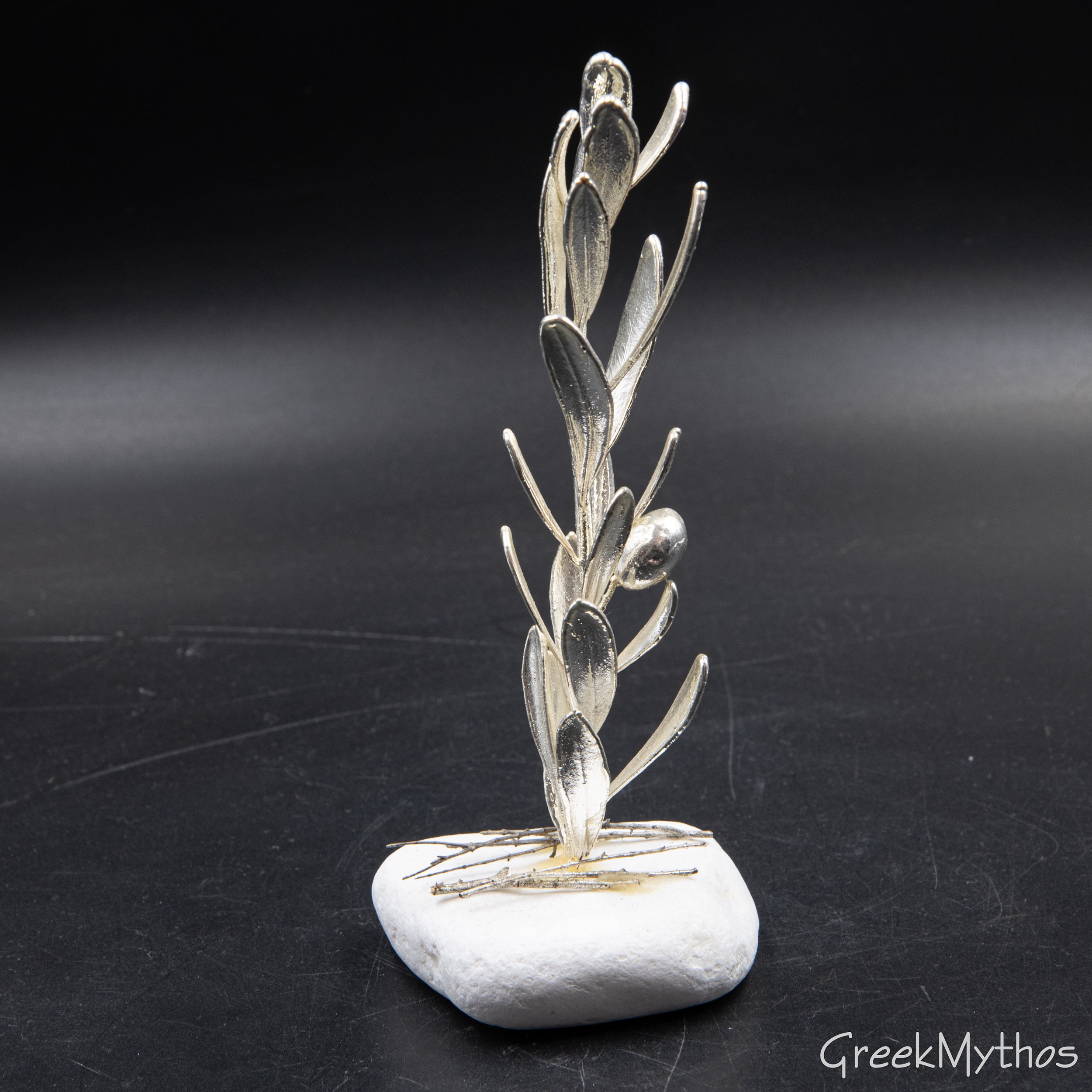 Real Olive Tree Silver Twig, Natural Olive Tree Sculpture Electroplated ...