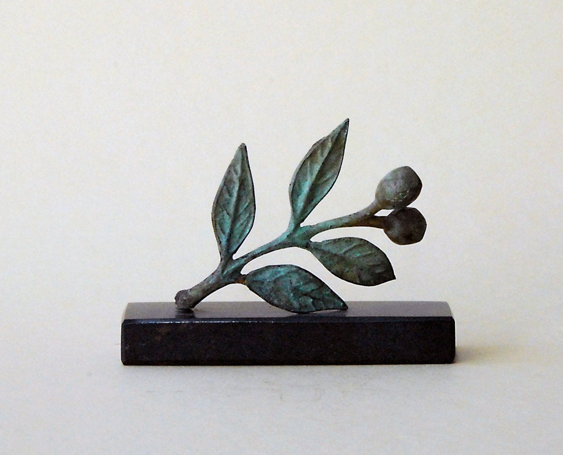 Olive Tree Branch Bronze Small Sculpture, Ancient Greece Goddess Athena ...