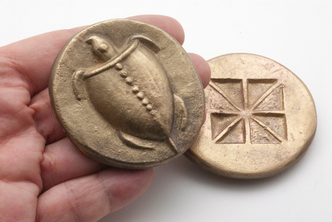 Ancient Greek Drachma Coin Bronze Paperweight Aegina Island - Etsy