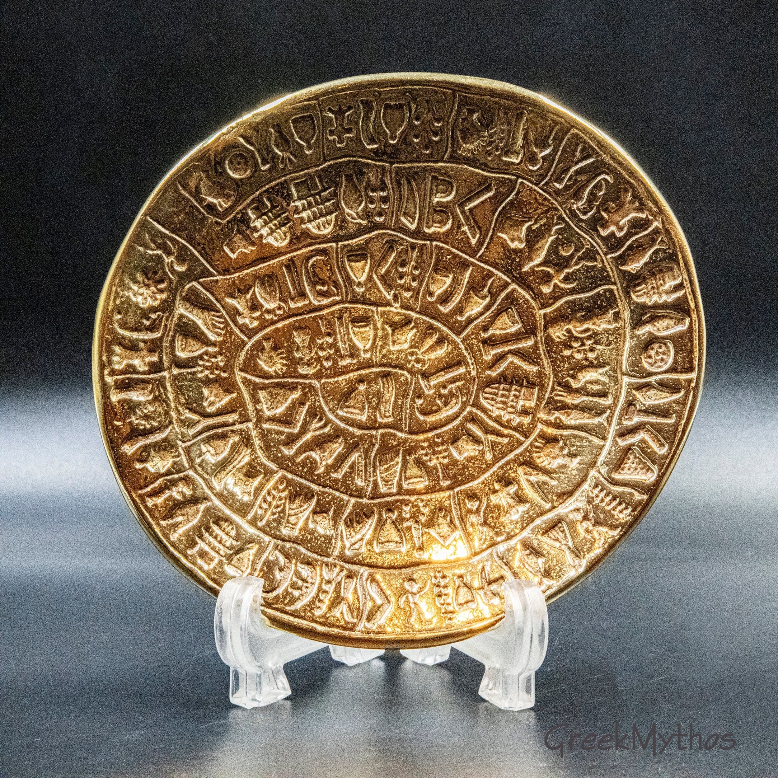 Minoan Phaistos Disc Decorative Bronze Plate for Display, Greek Minoan ...