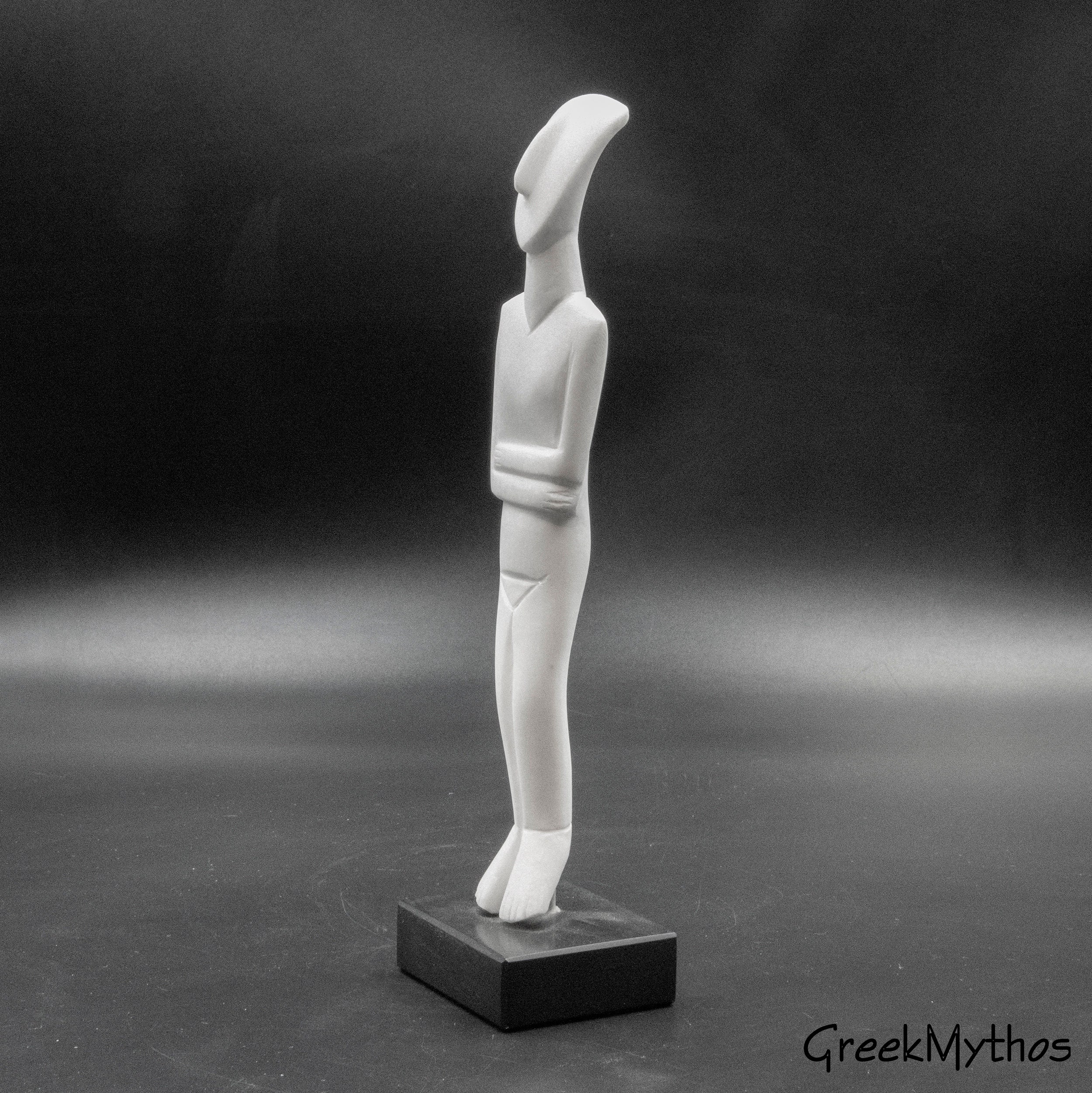 White Marble Greek Cycladic Figurine Hand-sculpted Statue, Minimalist ...