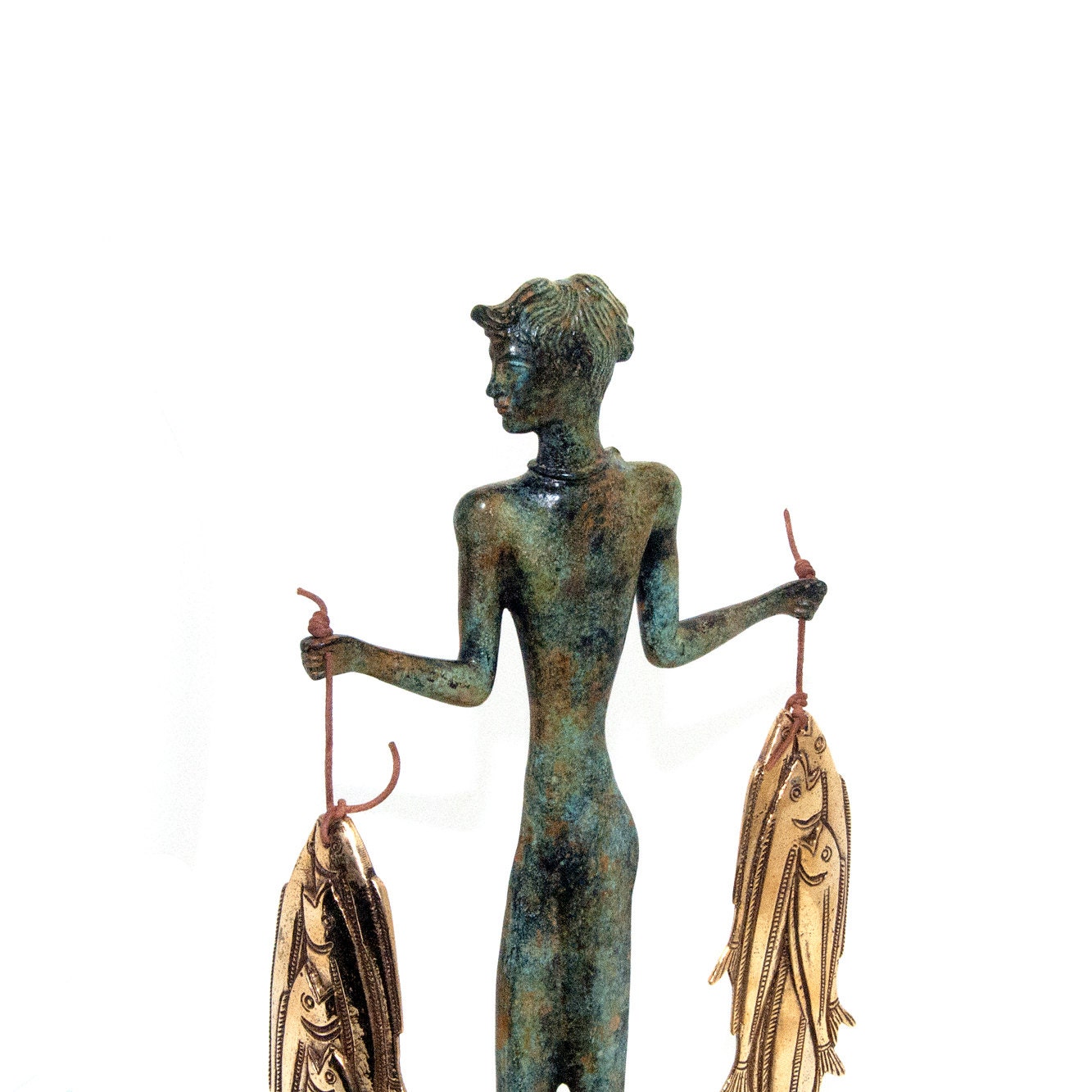 Santorini Fisherman Ancient Greek Bronze Statue, Cyclades Akrotiri ...