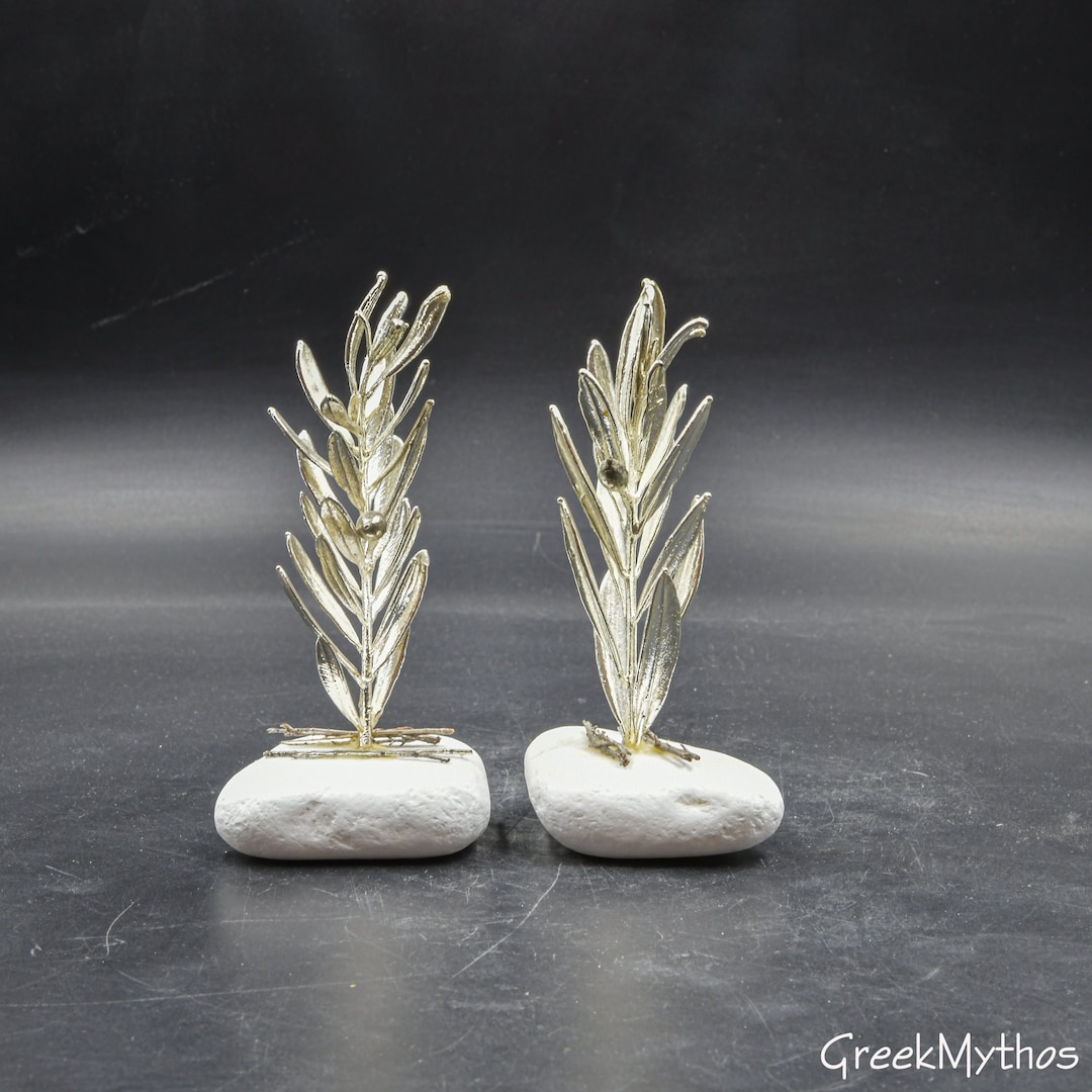 Silver Olive Tree Branch on White Marble, Real Natural Olive Tree ...