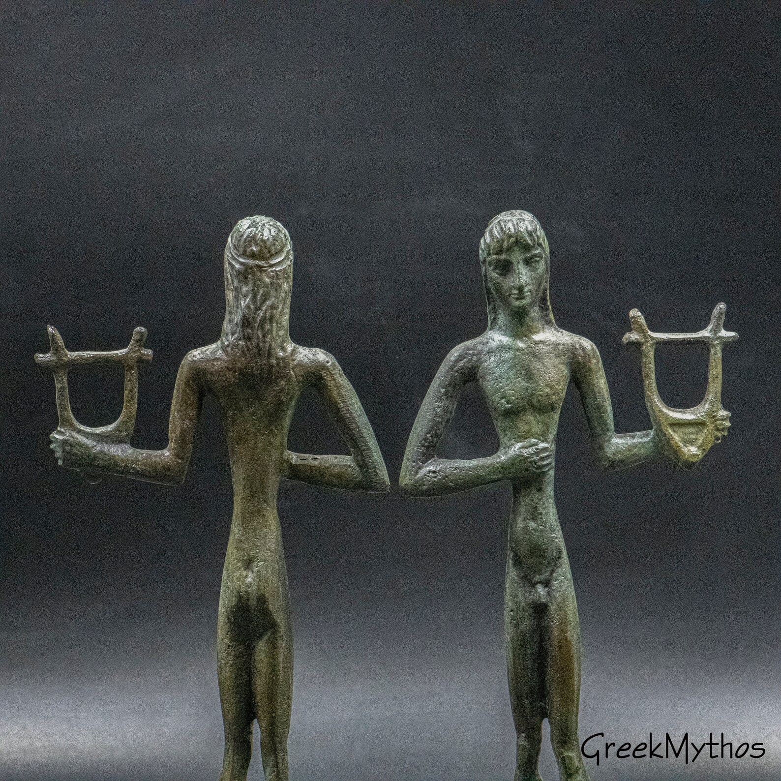 God Apollo With Lyre Bronze Statue, Greek Mythology Metal Art Sculpture ...