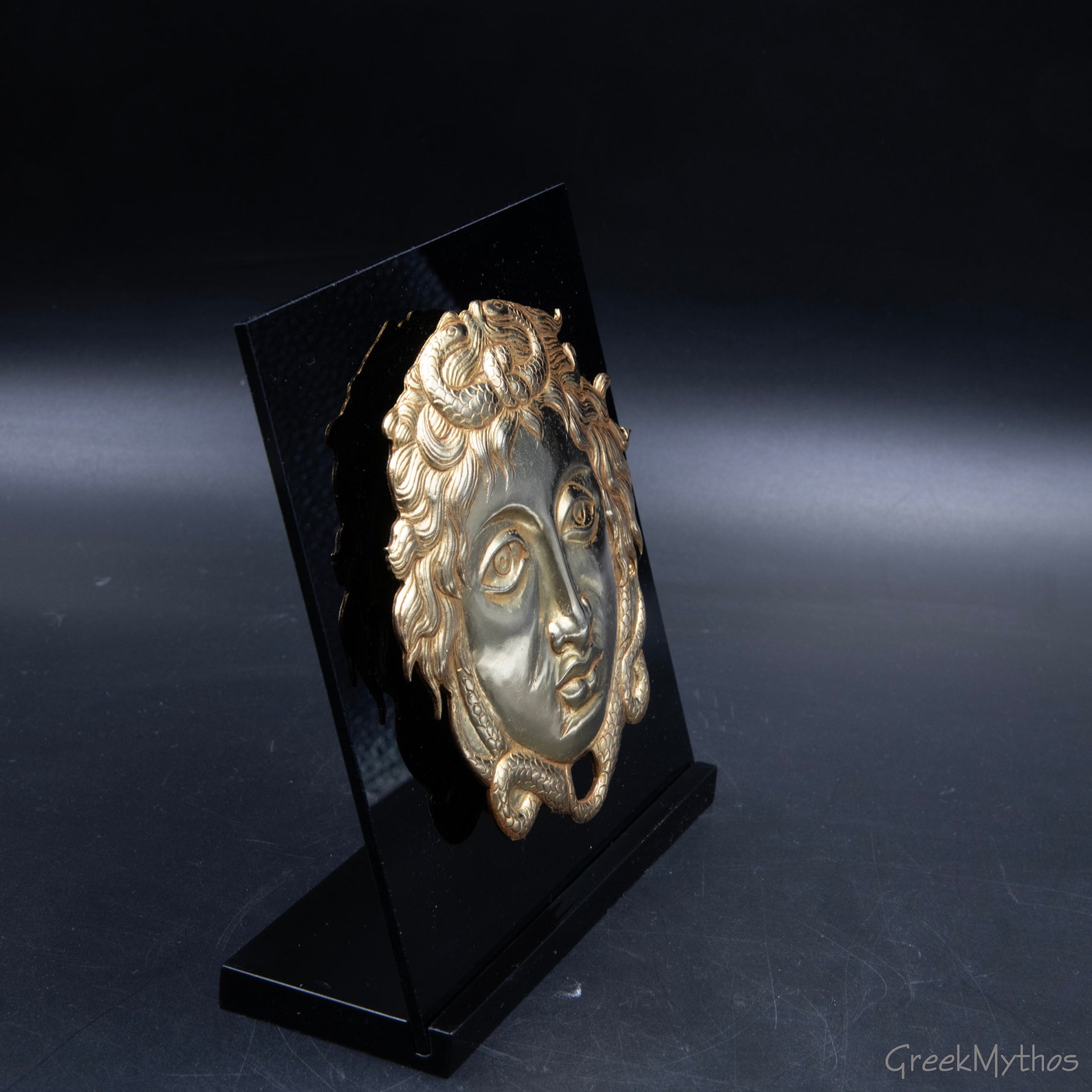 Medusa Golden Head Copper 24K Gold Plated Relief, Greek Mythology ...