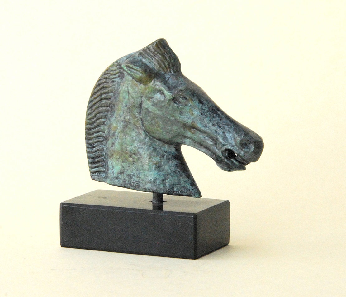 Ancient Greek Horse Head Small Bronze Statue, Parthenon Temple Athens ...