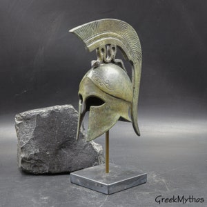 Ancient Greek Bronze Helmet With Spiraling Serpent Crest, Spartan ...
