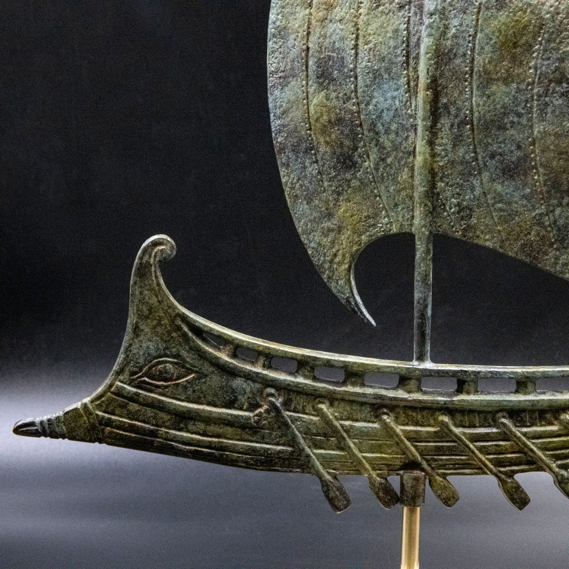 Ancient Greece Bronze Ship with Oars and Sail Metal Warship | Etsy