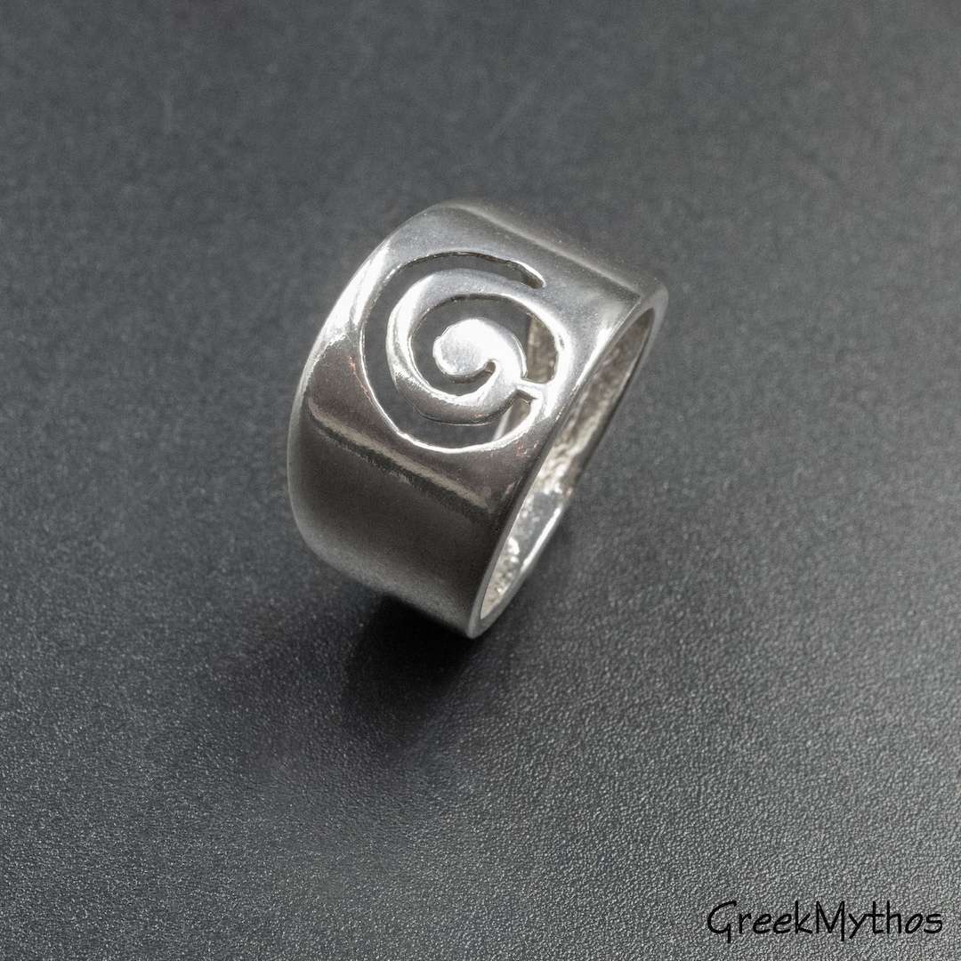 Wide Band Sterling Silver Spiral Ring, Unisex Infinity Symbol Statement ...