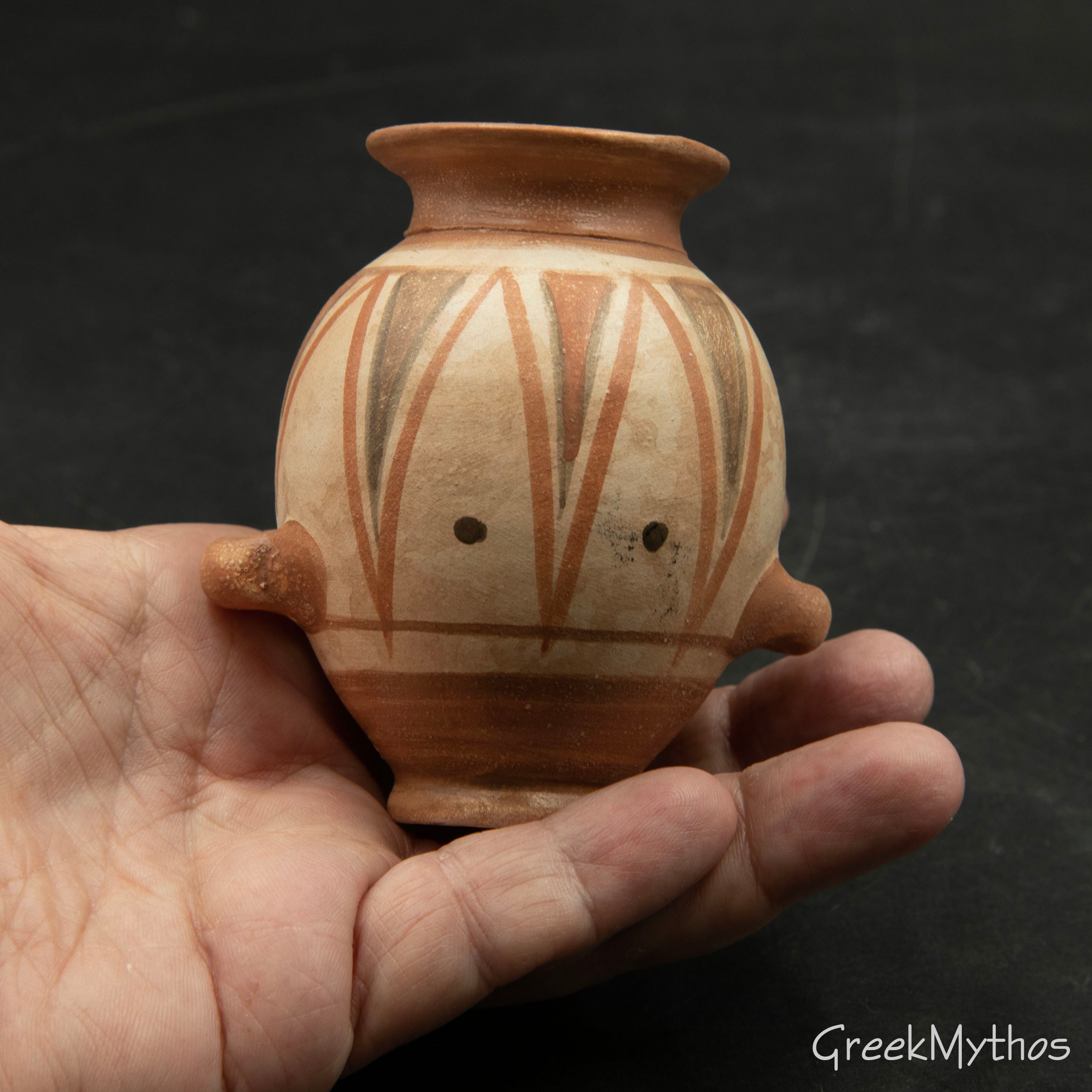 Small Minoan-Mycenae Terracotta Jar, Greek Mini Amphora Two-Handled ...
