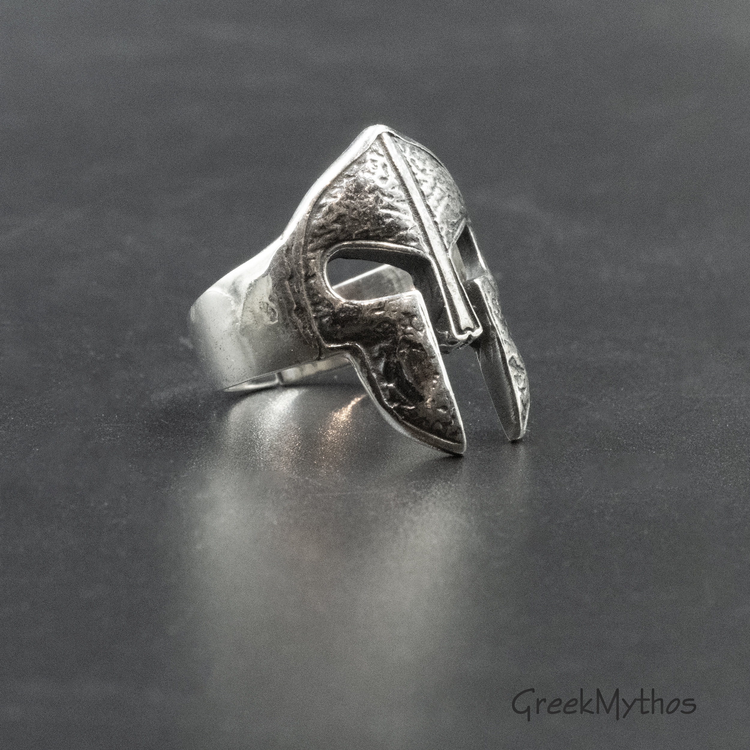 Sterling Silver Spartan Greek Helmet Ring Men Statement Ring - Etsy
