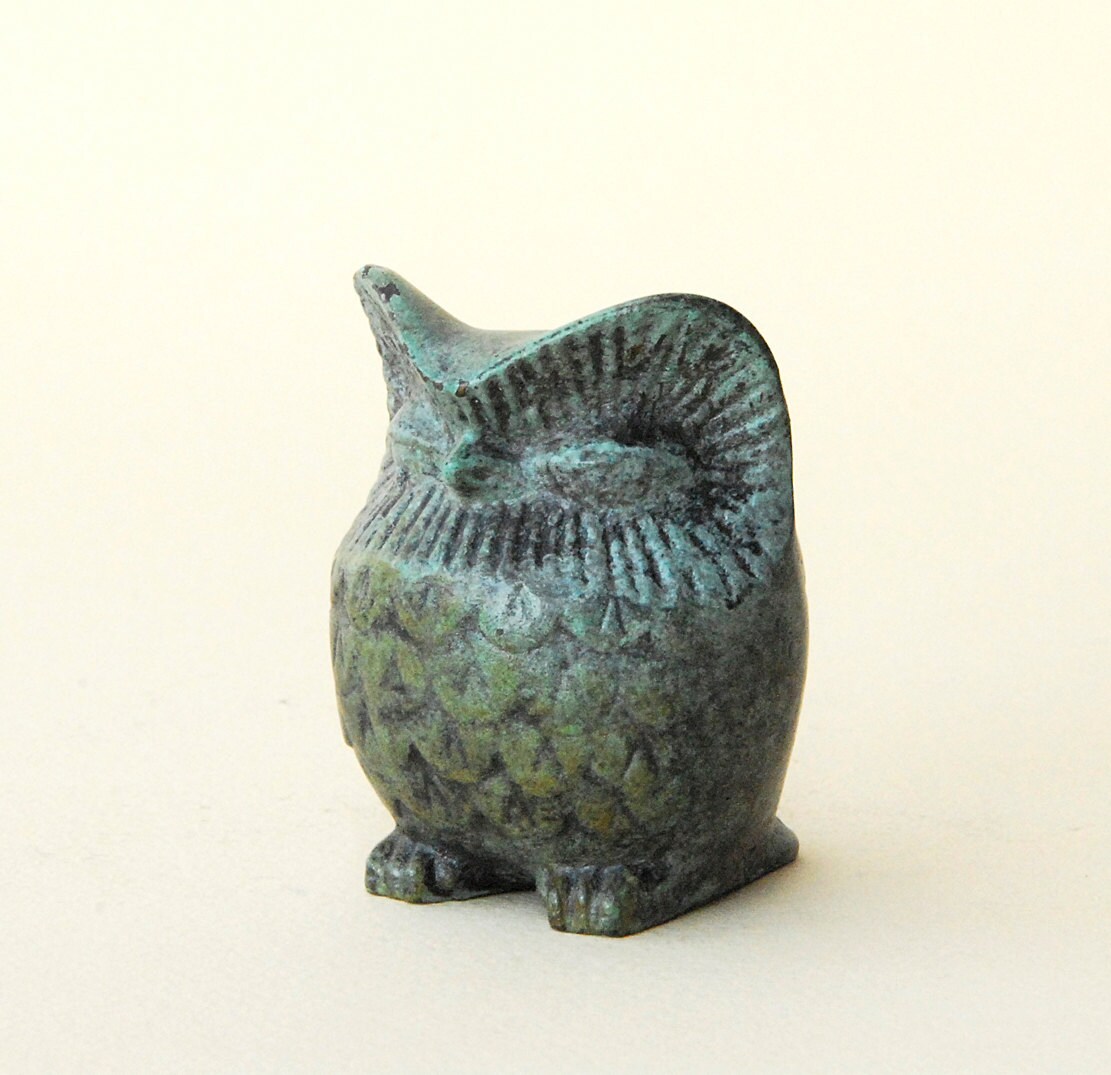 Small Owl Bronze Statue, Greek Goddess Athena Symbol of Wisdom and ...