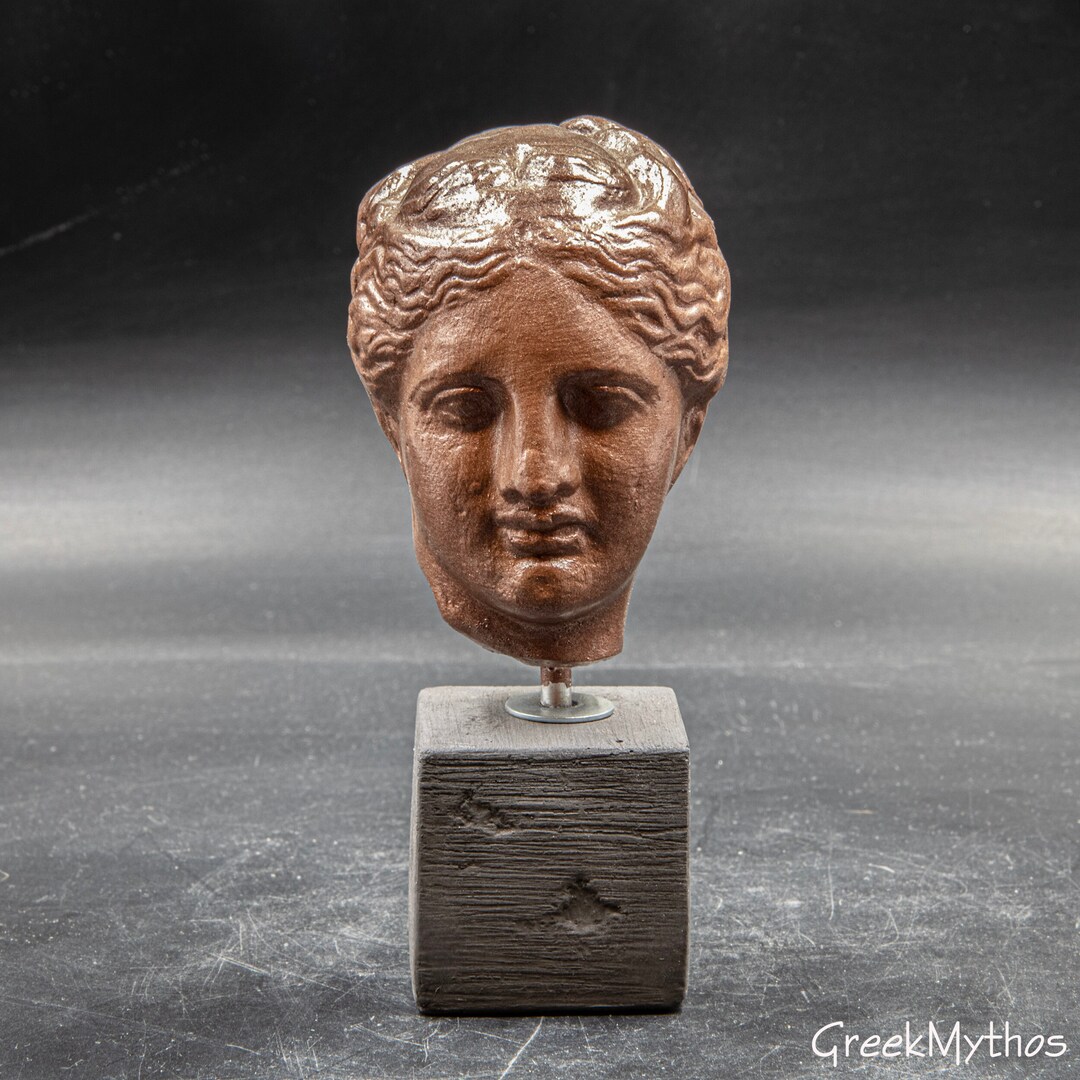 Greek Goddess of Good Health Gold Statue, Goddess Hygeia Head, Greek ...
